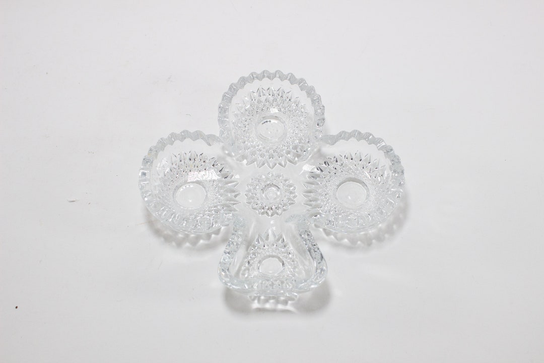 Club Shaped Vintage Glass Dish - Etsy