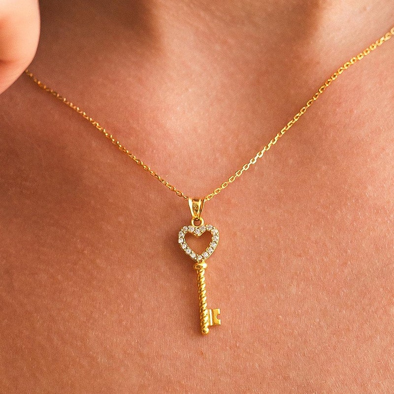 Heart Key Necklace - Etsy