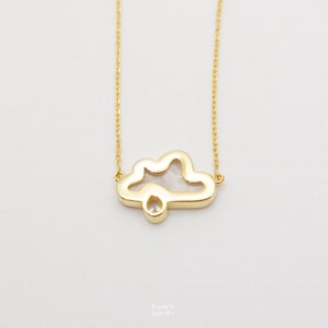 Cloud Necklace • 14K Gold Plated • Sky Necklace • Cloud Pendant ...