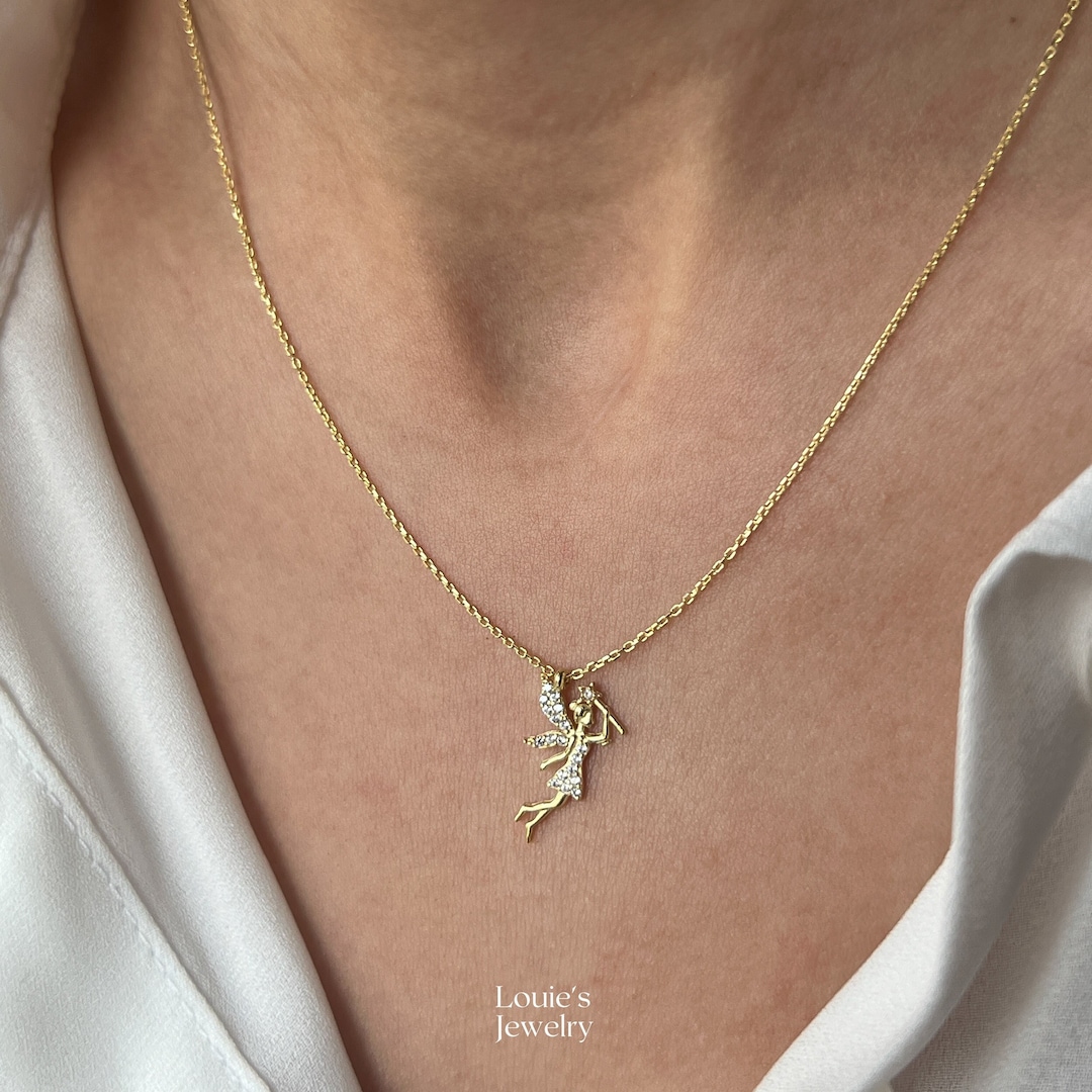 Fairy Necklace Fairy Magic Pendant 14K Gold Plated 925 Silver Fairy Pendant Fairy Jewelry Gift ...