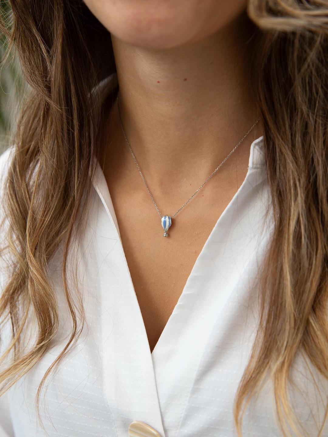 Sterling Silver Hot Air Balloon Necklace: Balloon Pendant - Etsy