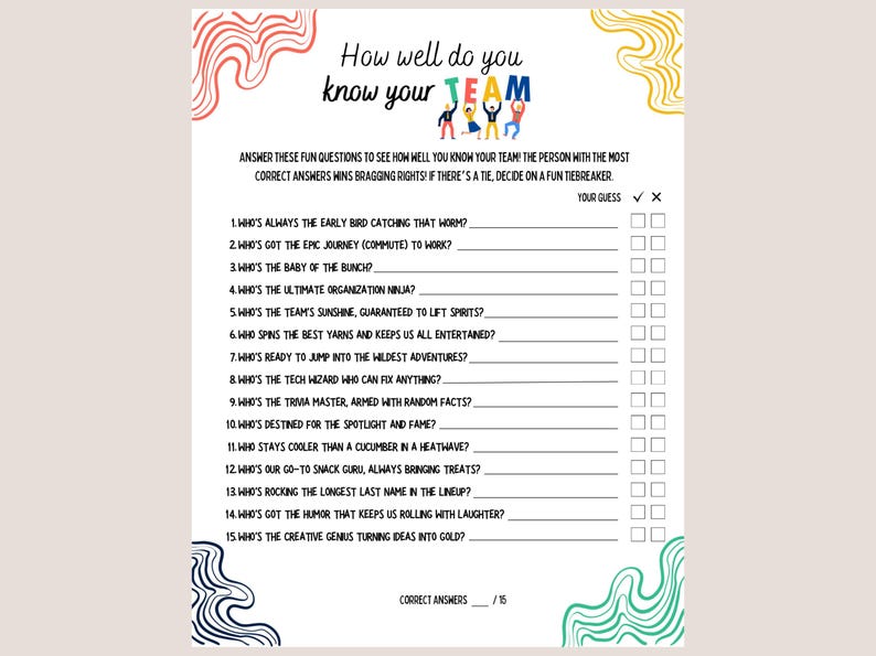 Team Building Games | How Well Do You Know Your Team | Coworker ...