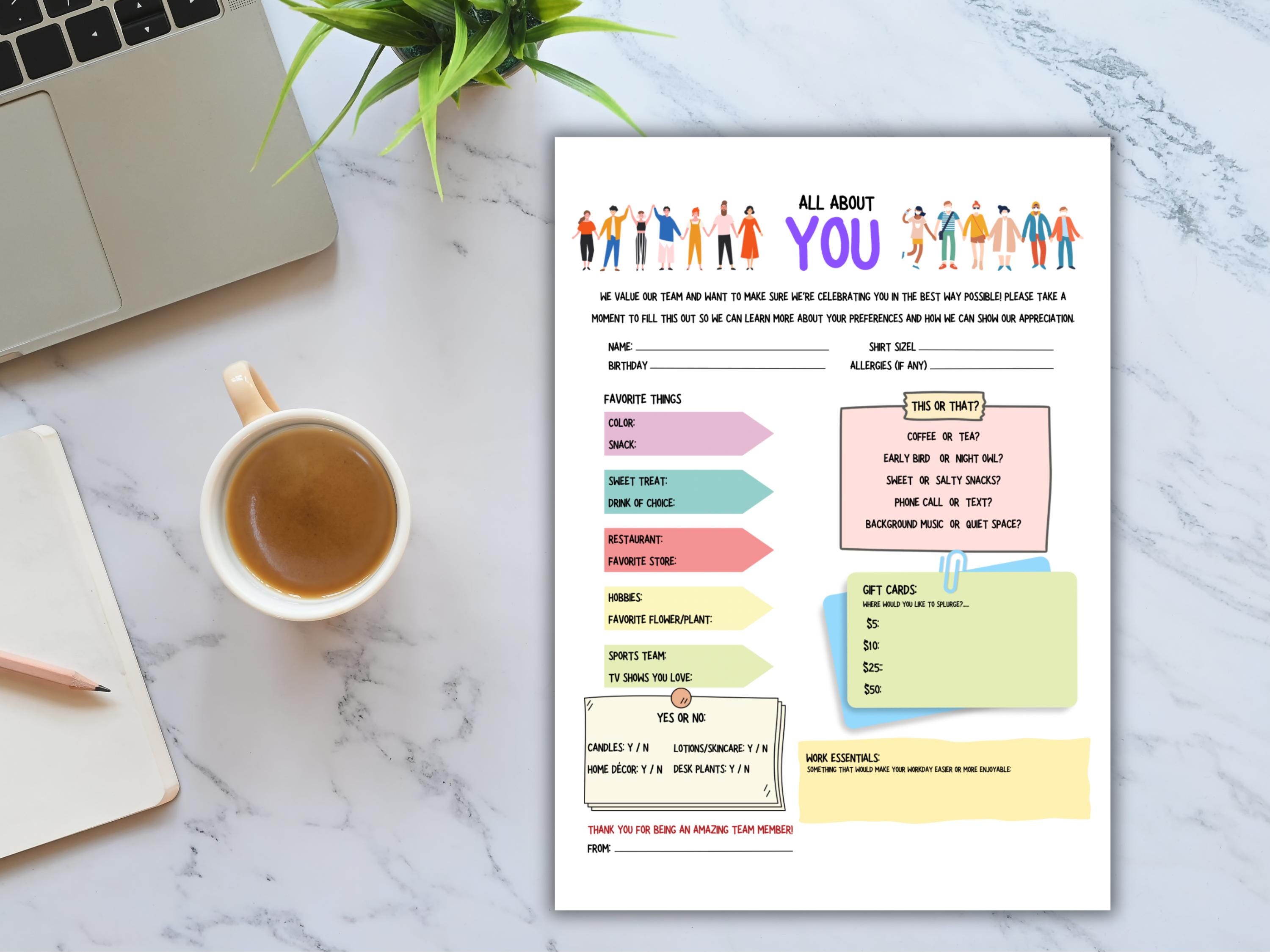 Get to Know Me Printable | My Favorite Things List | Team Building, New ...