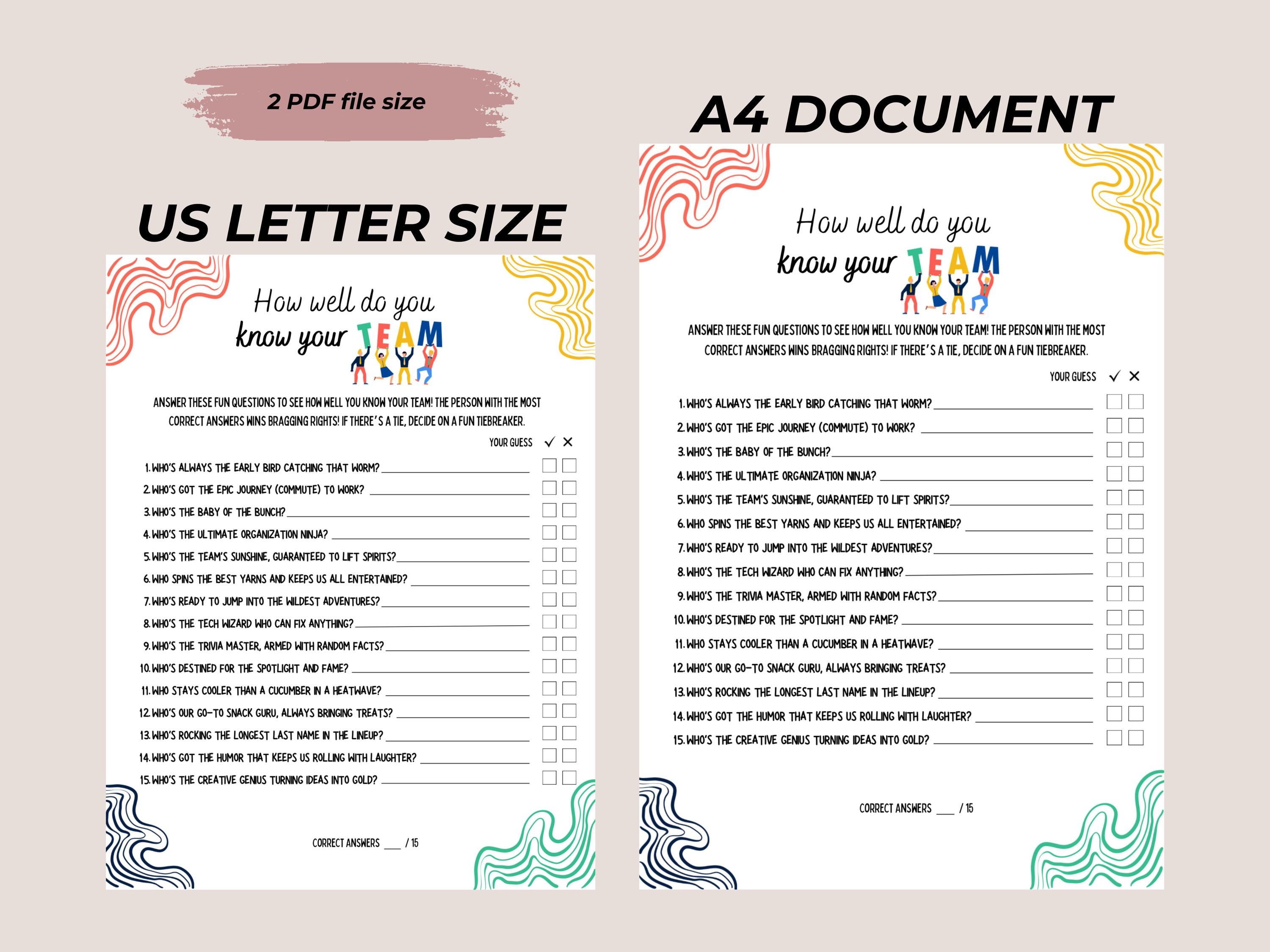 Team Building Games | How Well Do You Know Your Team | Coworker ...