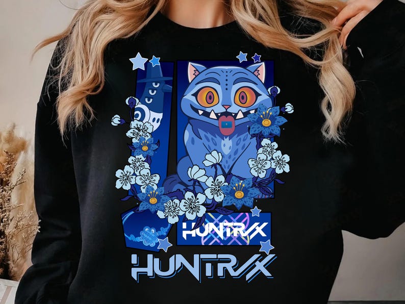 Derpy Huntrix Demon Hunters PNG | Cute Anime Cat Clipart | Blue Floral ...