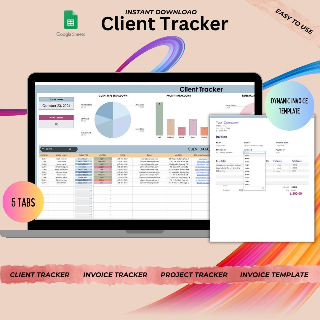 Client Tracker Spreadsheet Client Management Google Sheets Small ...