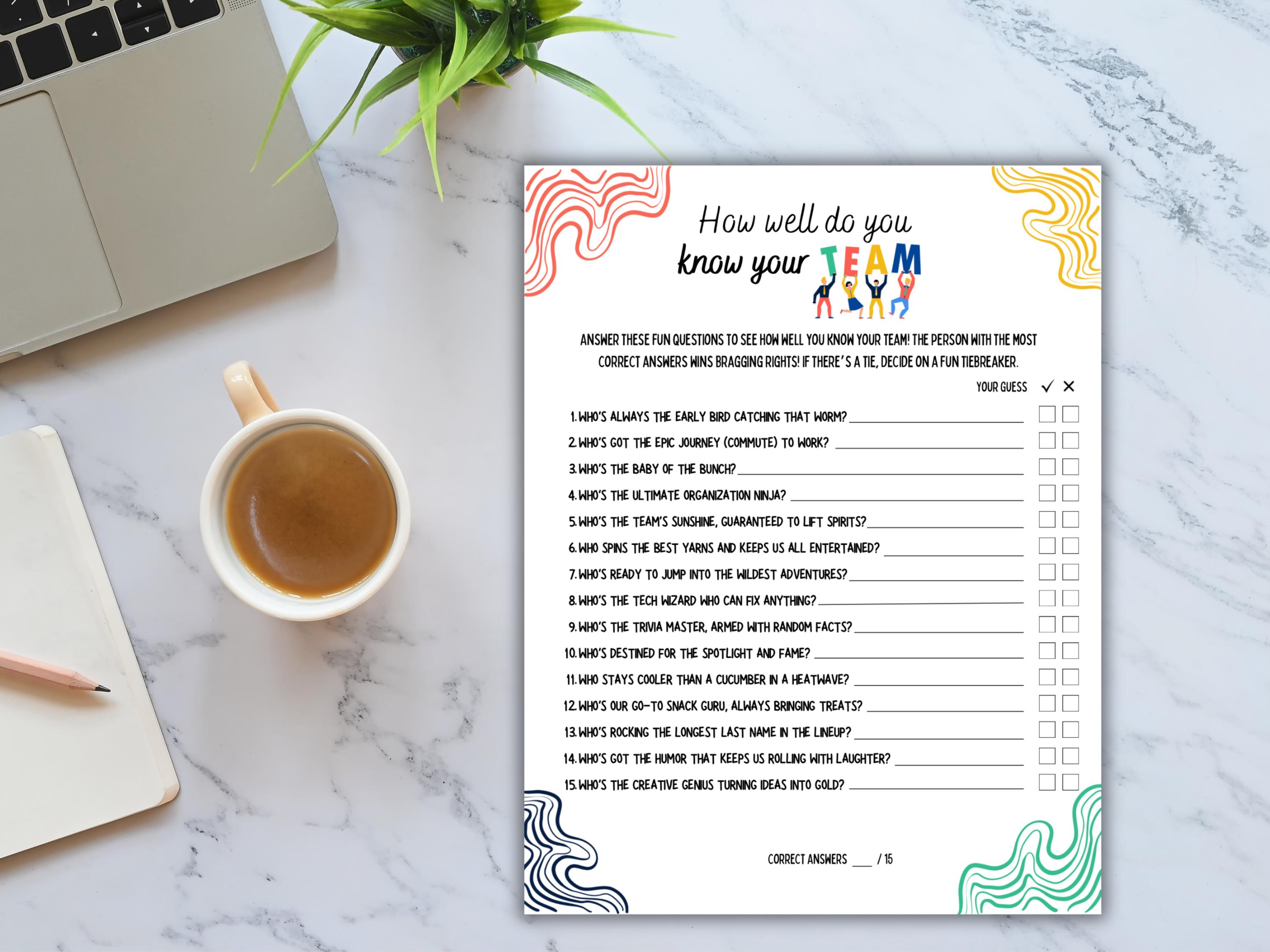 Team Building Games | How Well Do You Know Your Team | Coworker ...