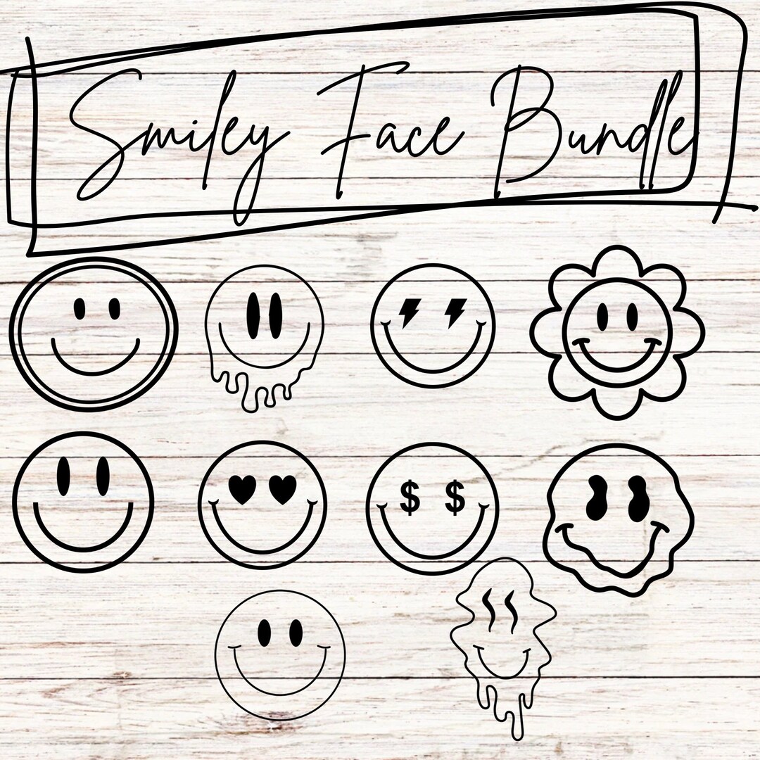 Smiley Face Bundle SVG PNG - Etsy