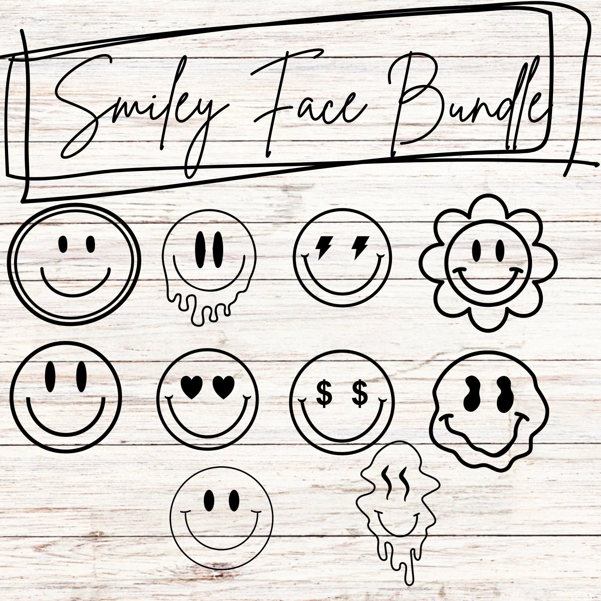Smiley Face Bundle SVG PNG - Etsy