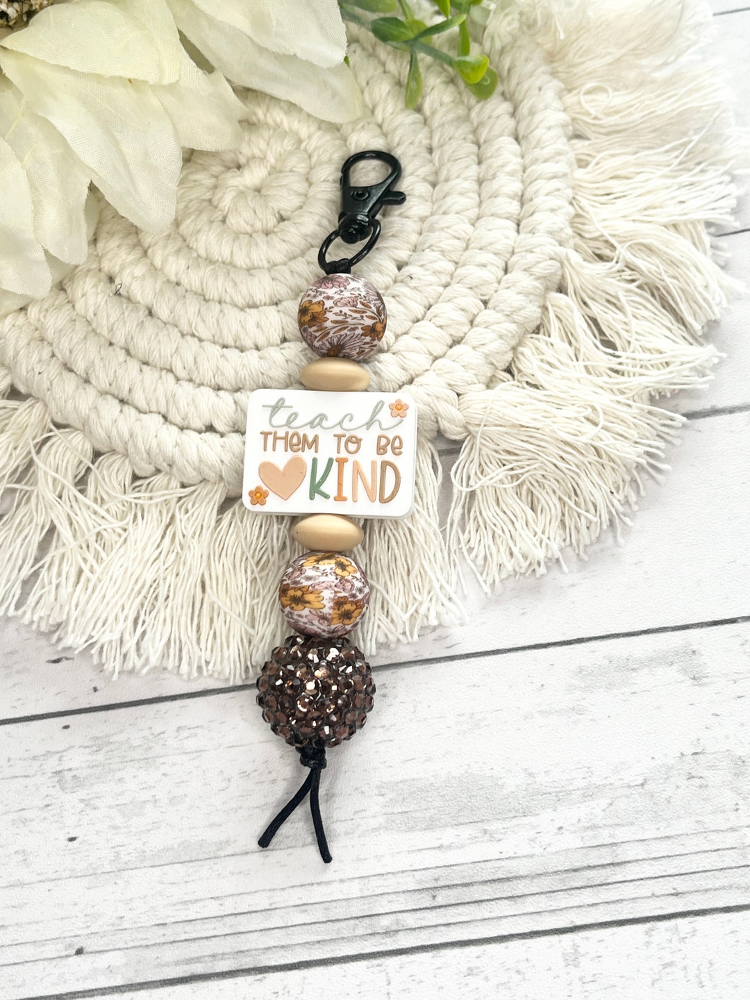 Teacher Keychain Gift Beaded Keychain Boho Teach Them to Be Kind ...