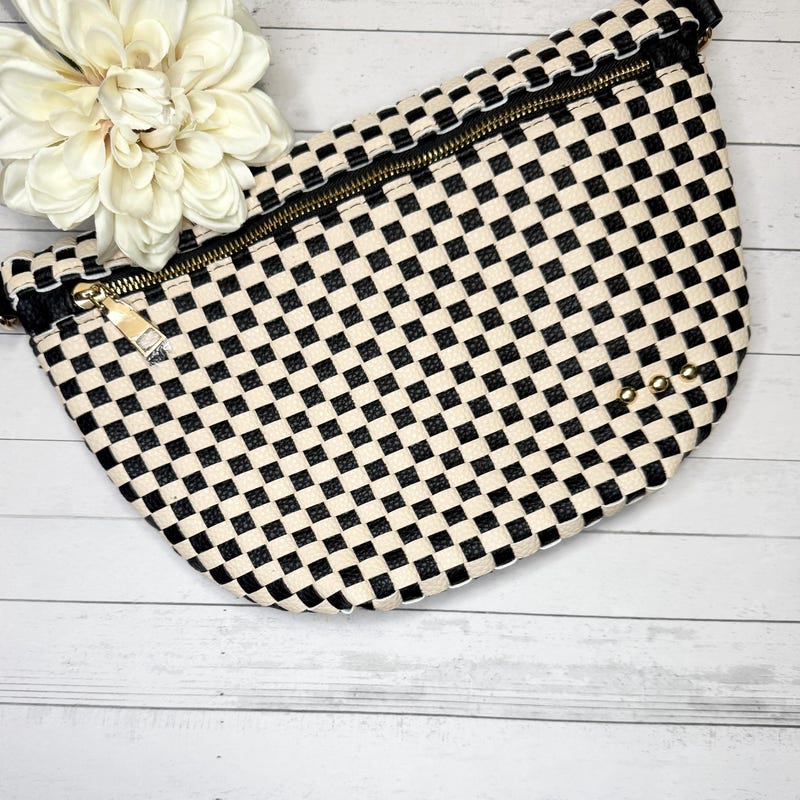 Leather Checkered Tote Bag - Etsy
