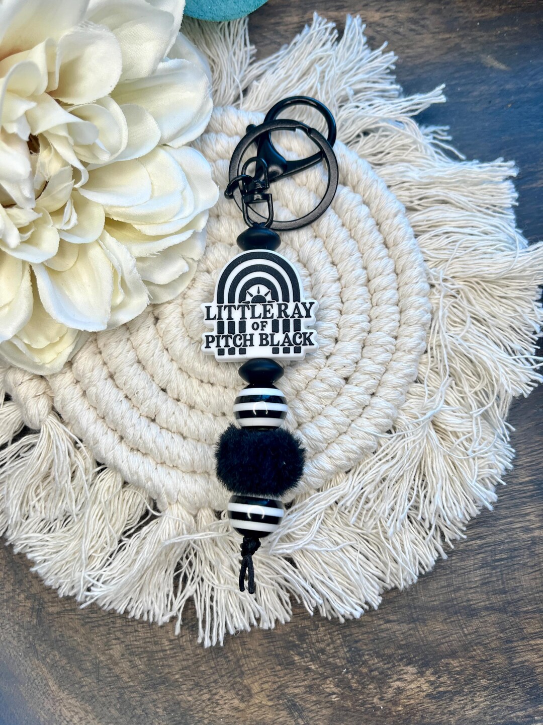 Sassy Keychain Little Ray of Pitch Black Keychain Gift Beaded Keychain ...