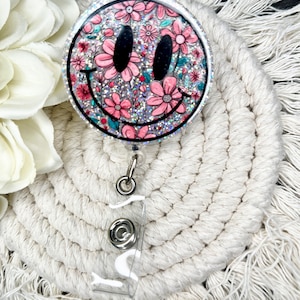 Smile Face Badge Reel Happy Face Badge Reel Nurse Badge Teacher Badge ...