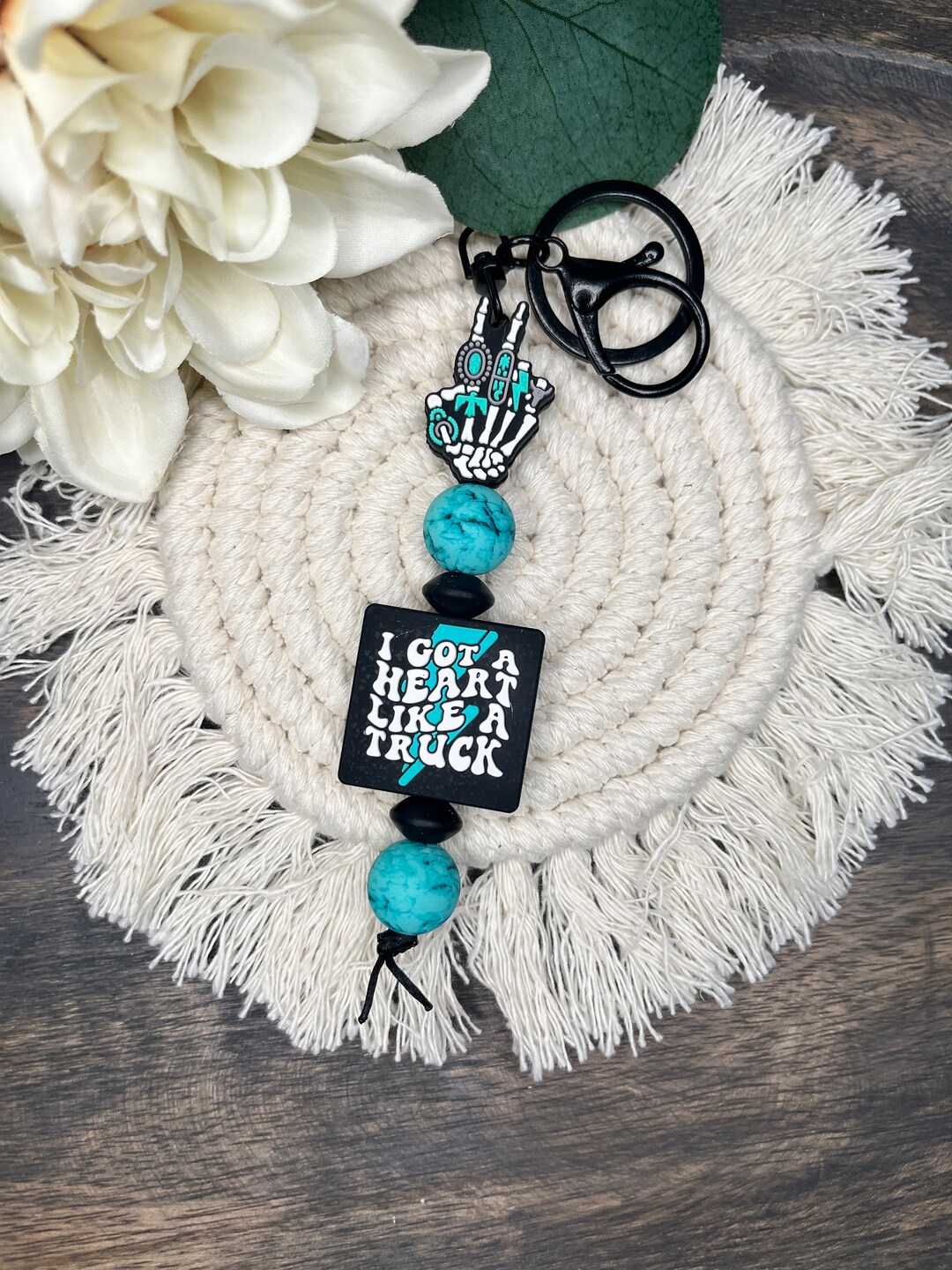 Western Aztec Keychain | Turquoise Skeleton Hand Silicone Bling ...