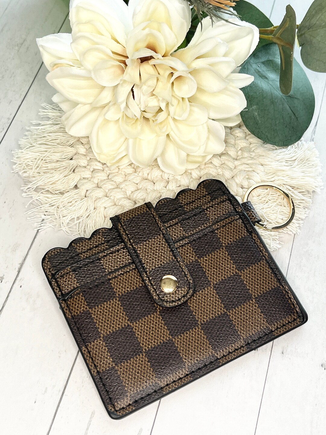 Checkered Card Wallet Keychain Accessory | Mom Wallet for Sling Bag ...