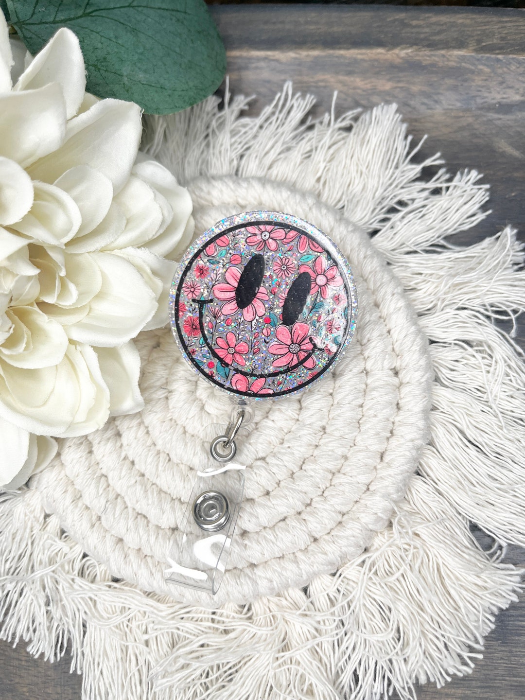 Smile Face Badge Reel | Happy Face Badge Reel | Nurse Badge | Teacher ...