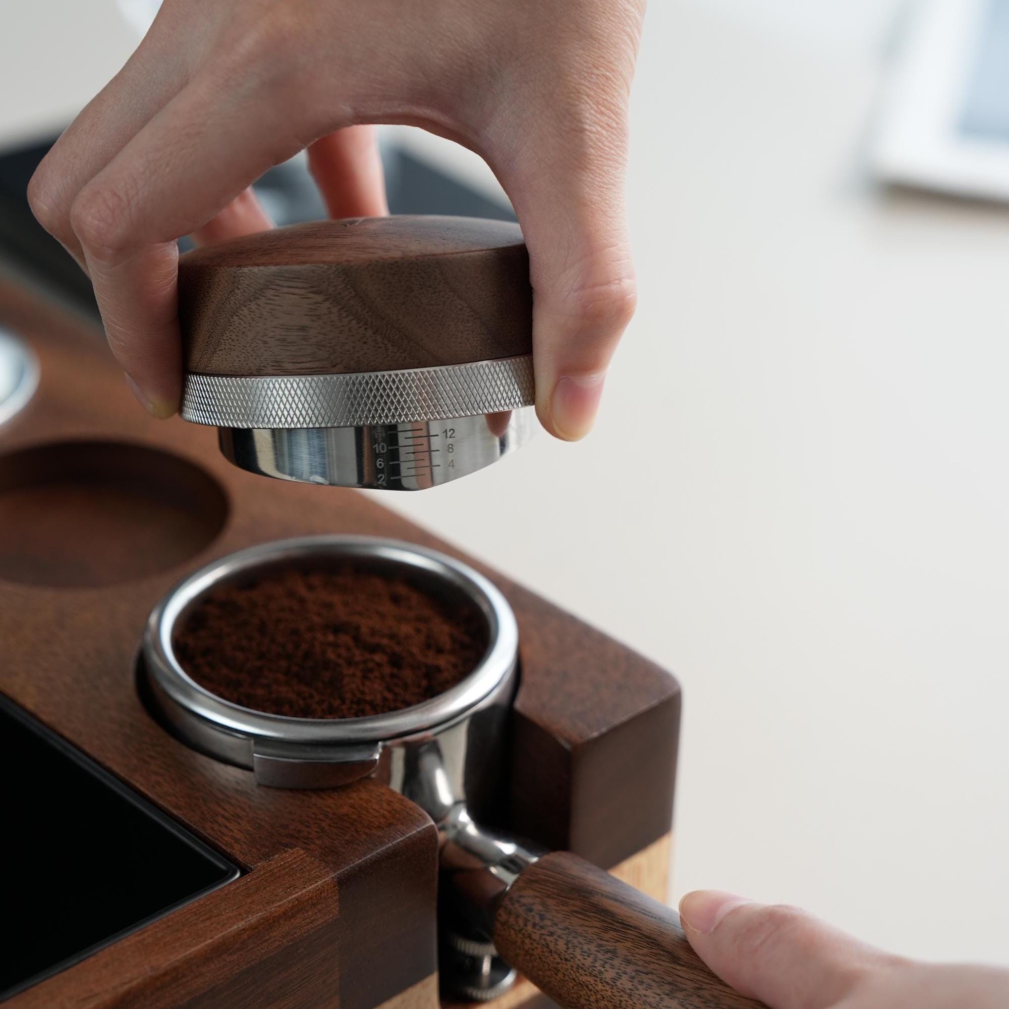 Walnut Espresso Distributor Adjustable Coffee Leveler Tool | Precision ...
