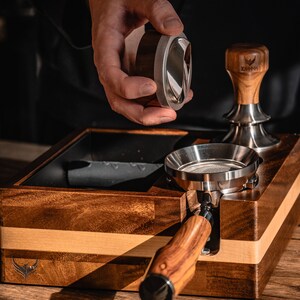 Espresso Distribution Tool Coffee Leveler Adjustable Wooden Distributor ...