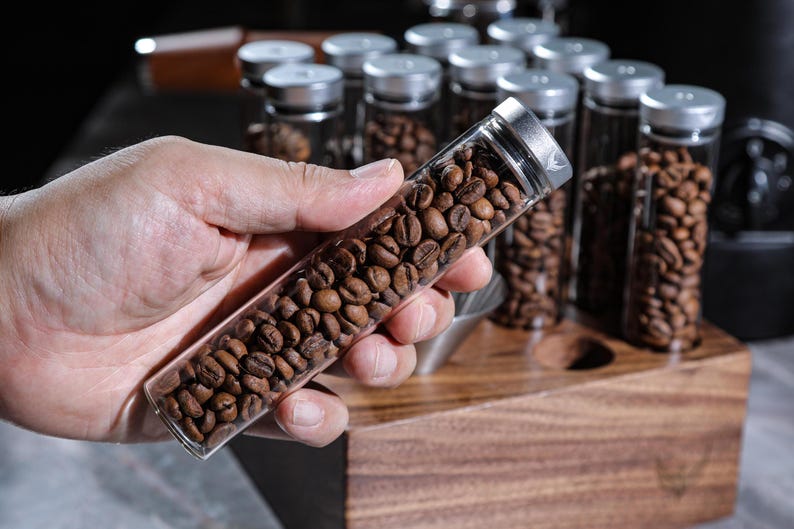 Coffee Bean Cellar Single Dose Storage Tubes- 12 Pcs Glass Espresso ...