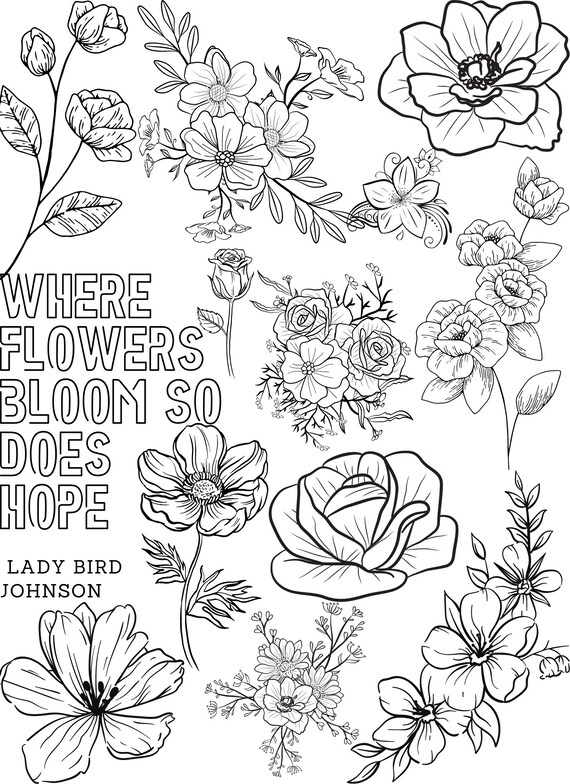Beautiful Flower Quote Coloring Page Coloring for All Ages - Etsy