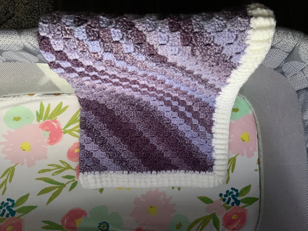Lavender Mulberry Corner to Corner Blanket, White Border - Etsy