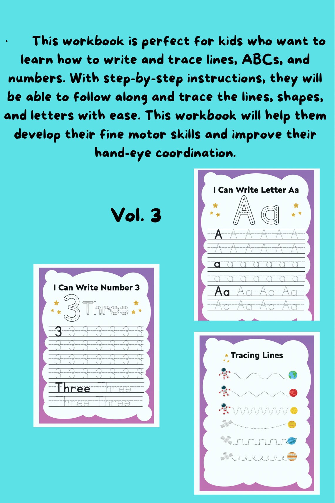 ABC, Alphabet, Number, Tracing Lines Workbook for Kids - Etsy