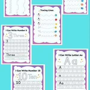 ABC, Alphabet, Number, Tracing Lines Workbook for Kids - Etsy