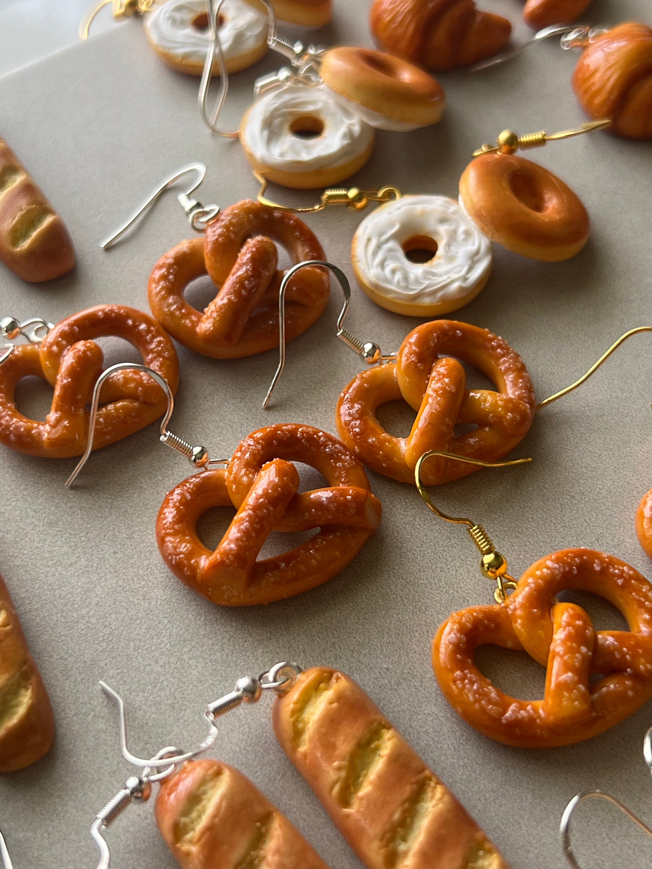 Bread Earrings - Croissant Earrings - Pretzel Earrings - Baguette ...