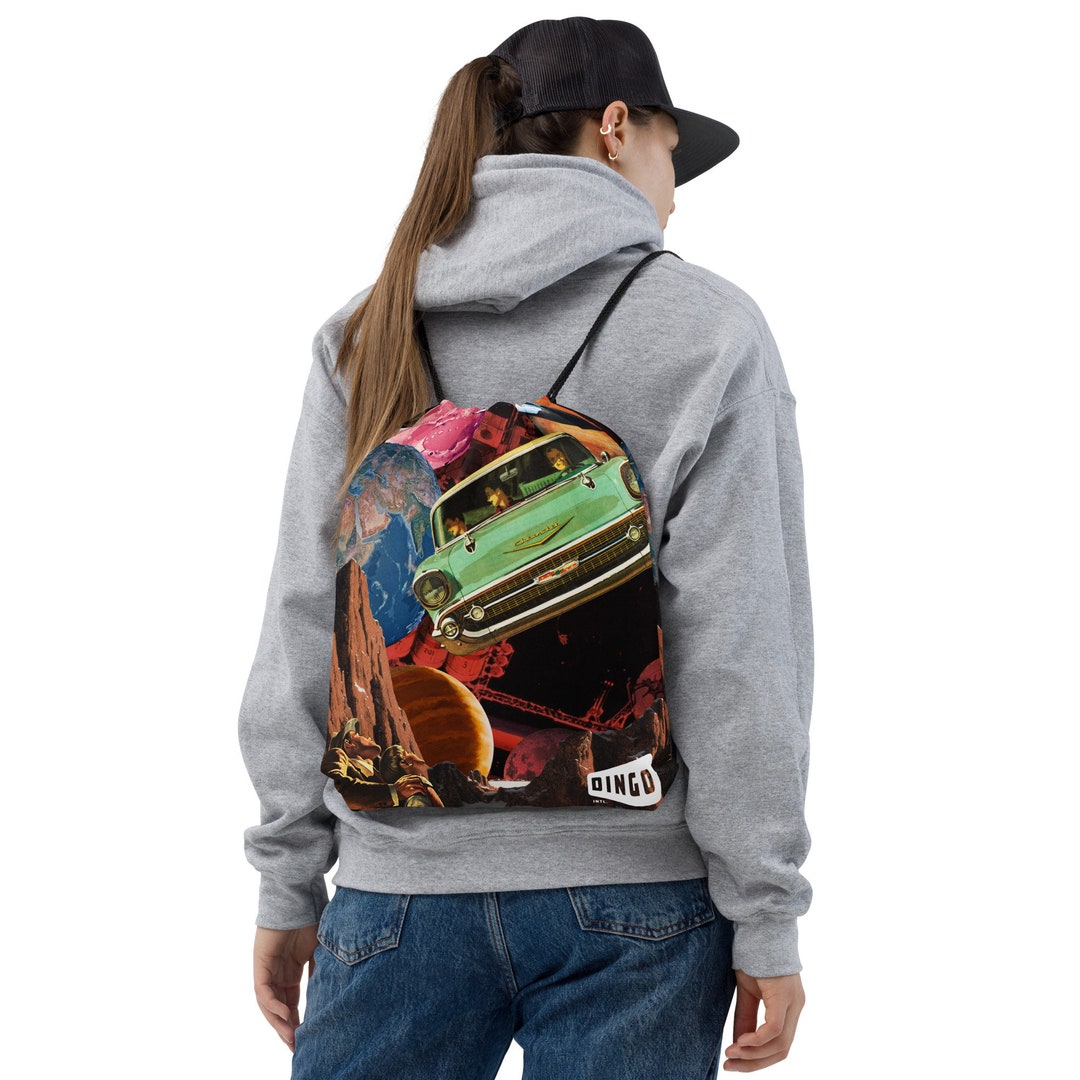 RETRO COLLAGE: Space Race! Drawstring Bag - Etsy