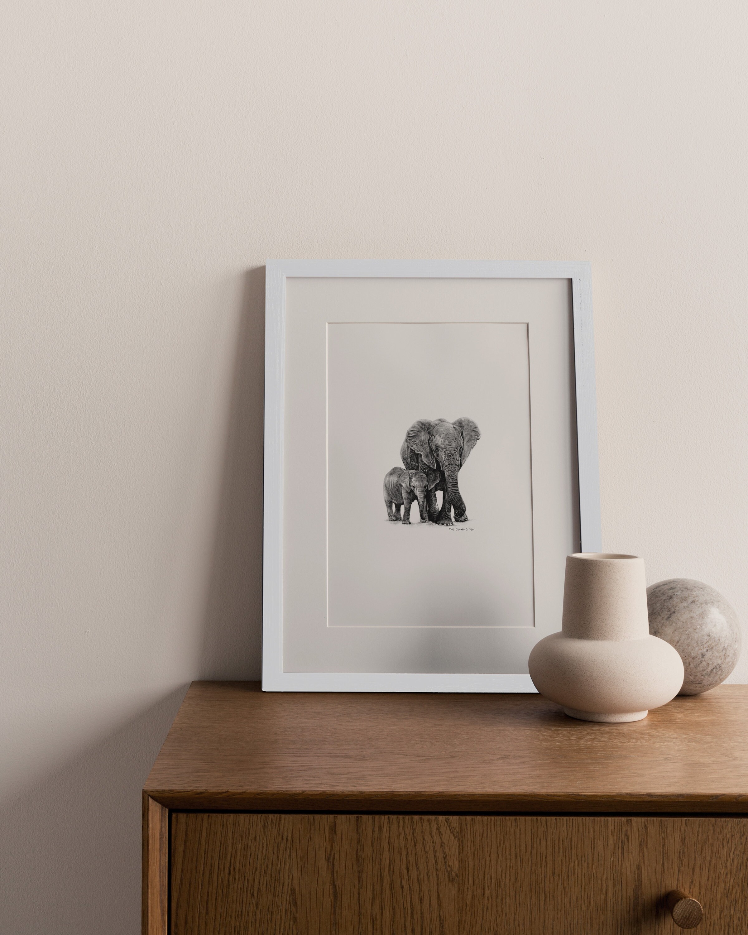 Elephant Pencil Drawing Wall Art | Minimalist Animal Wall Art Pencil ...