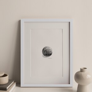 NBA Spalding Basketball Drawing Wall Art | Minimalist Ball Wall Art ...