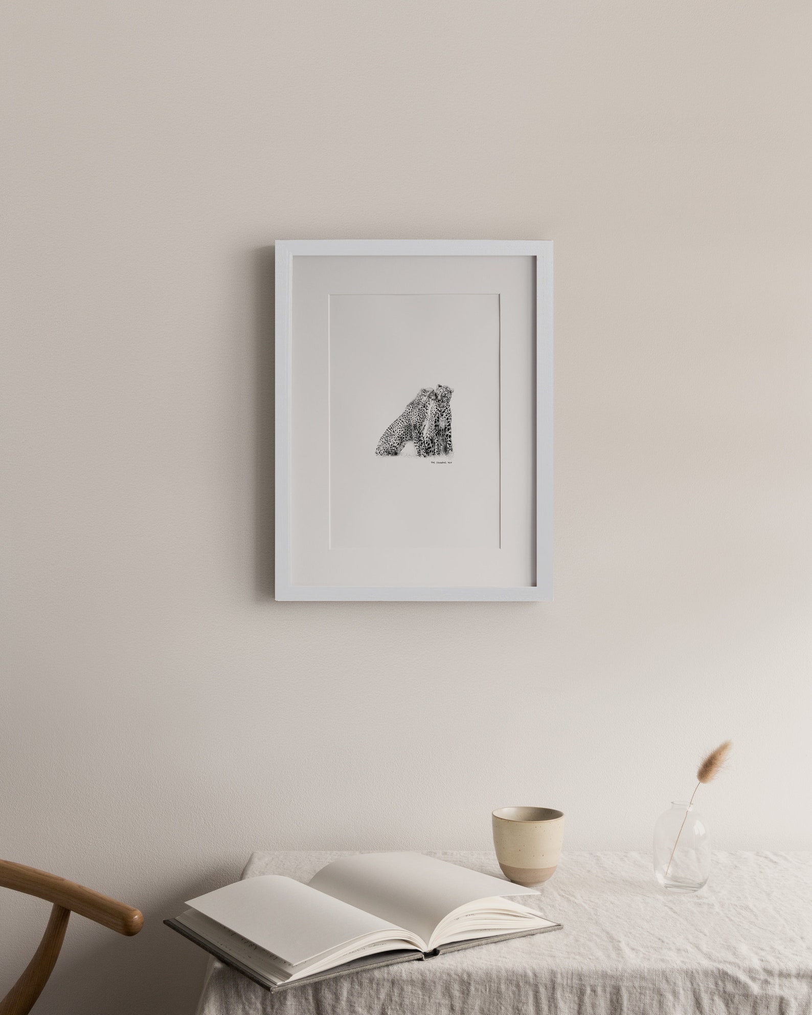 Cheetah Pencil Drawing Wall Art | Minimalist Animal Wall Art Pencil ...