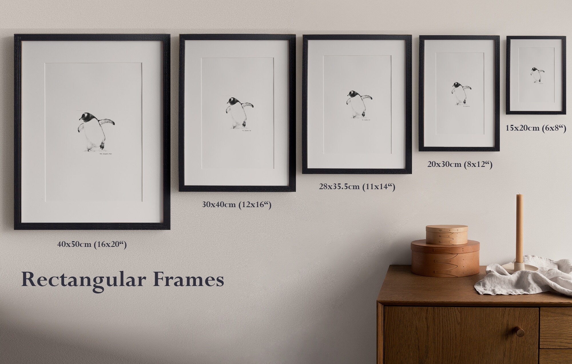 Penguin Pencil Drawing Wall Art | Minimalist Animal Wall Art Pencil ...