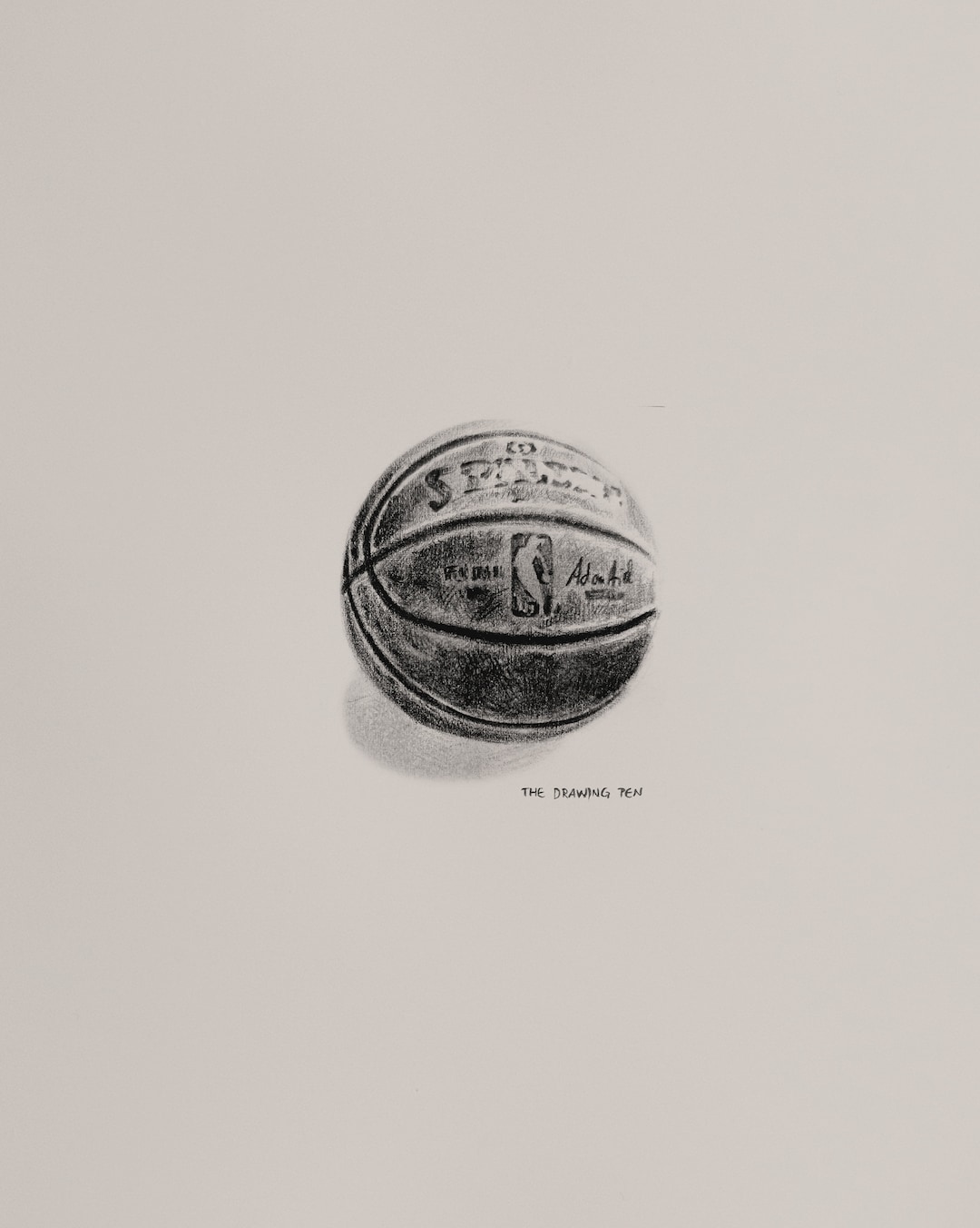 NBA Spalding Basketball Drawing Wall Art | Minimalist Ball Wall Art ...