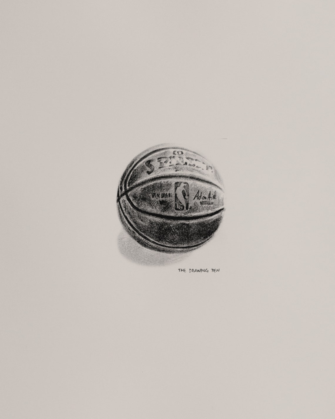 NBA Spalding Basketball Drawing Wall Art | Minimalist Ball Wall Art ...