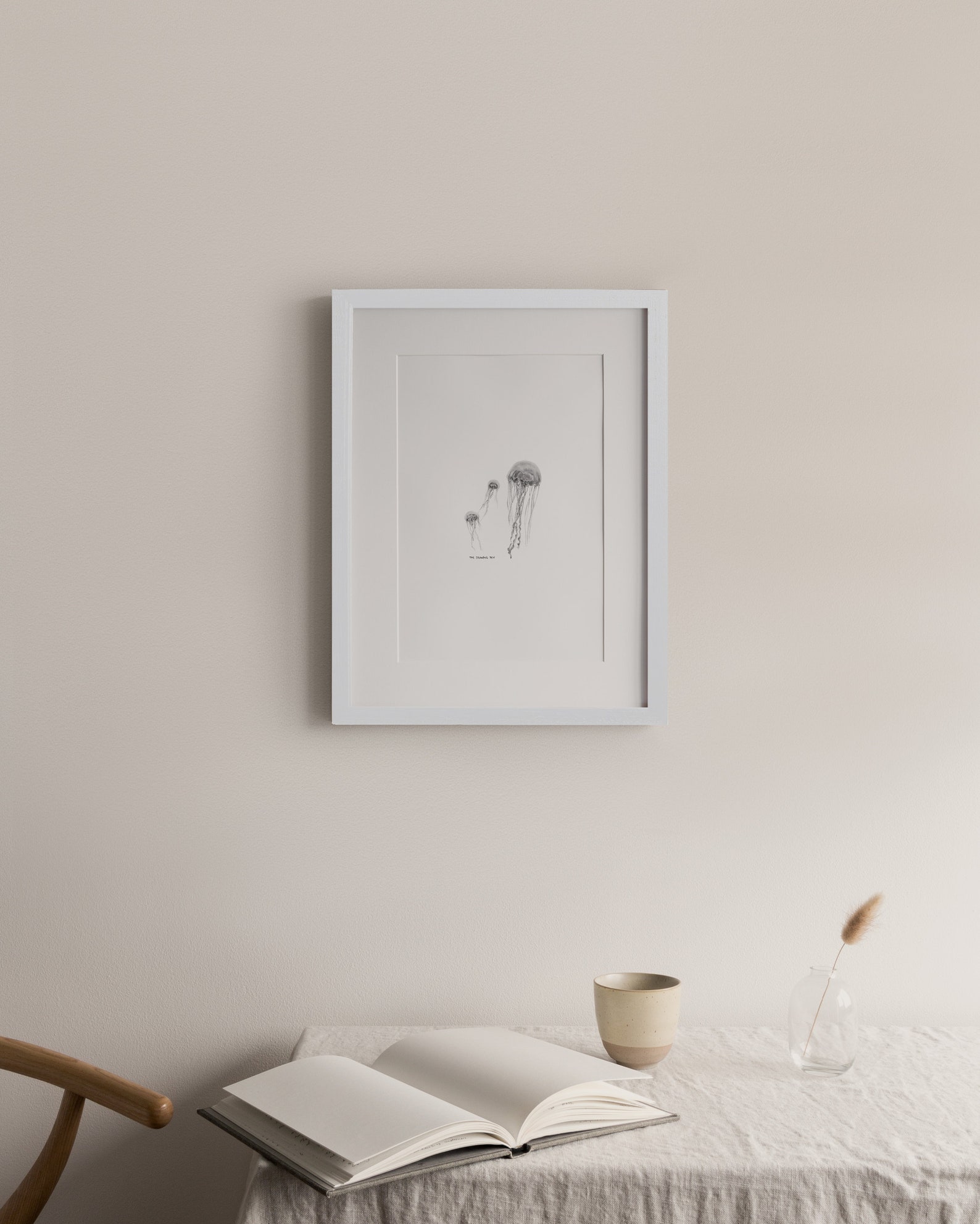 Jellyfish Pencil Drawing Wall Art | Minimalist Animal Wall Art Pencil ...