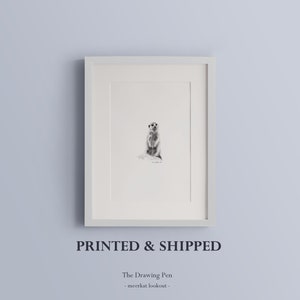 Meerkat Pencil Drawing Wall Art | Minimalist Animal Wall Art Pencil ...