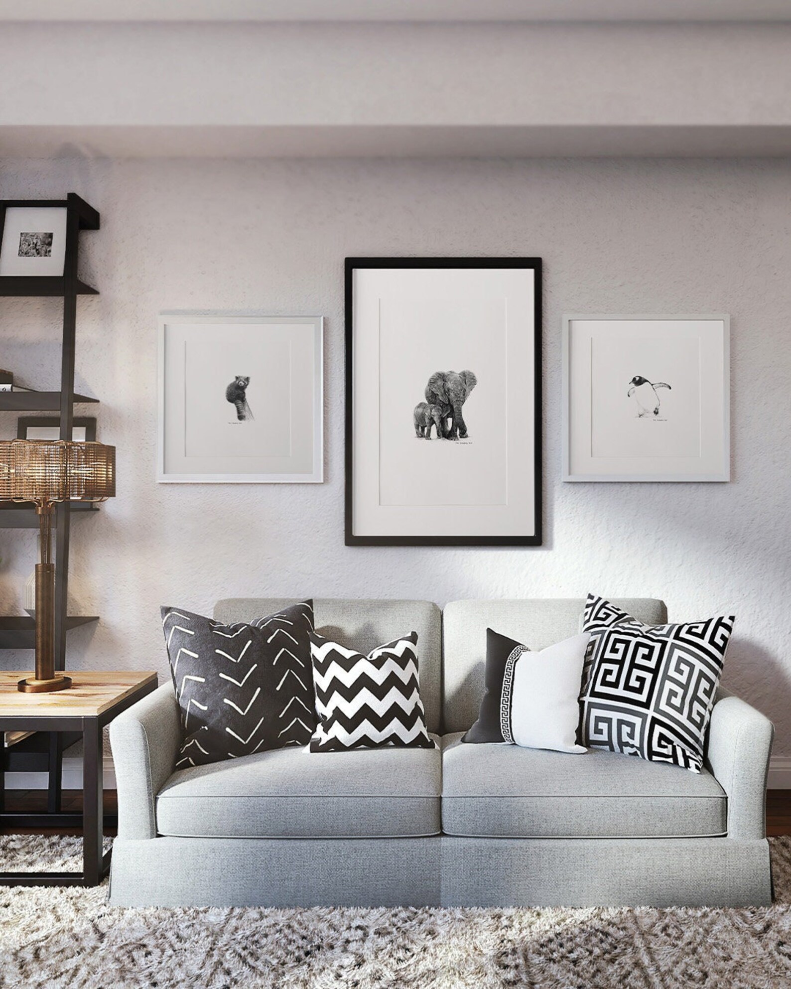 Elephant Pencil Drawing Wall Art | Minimalist Animal Wall Art Pencil ...