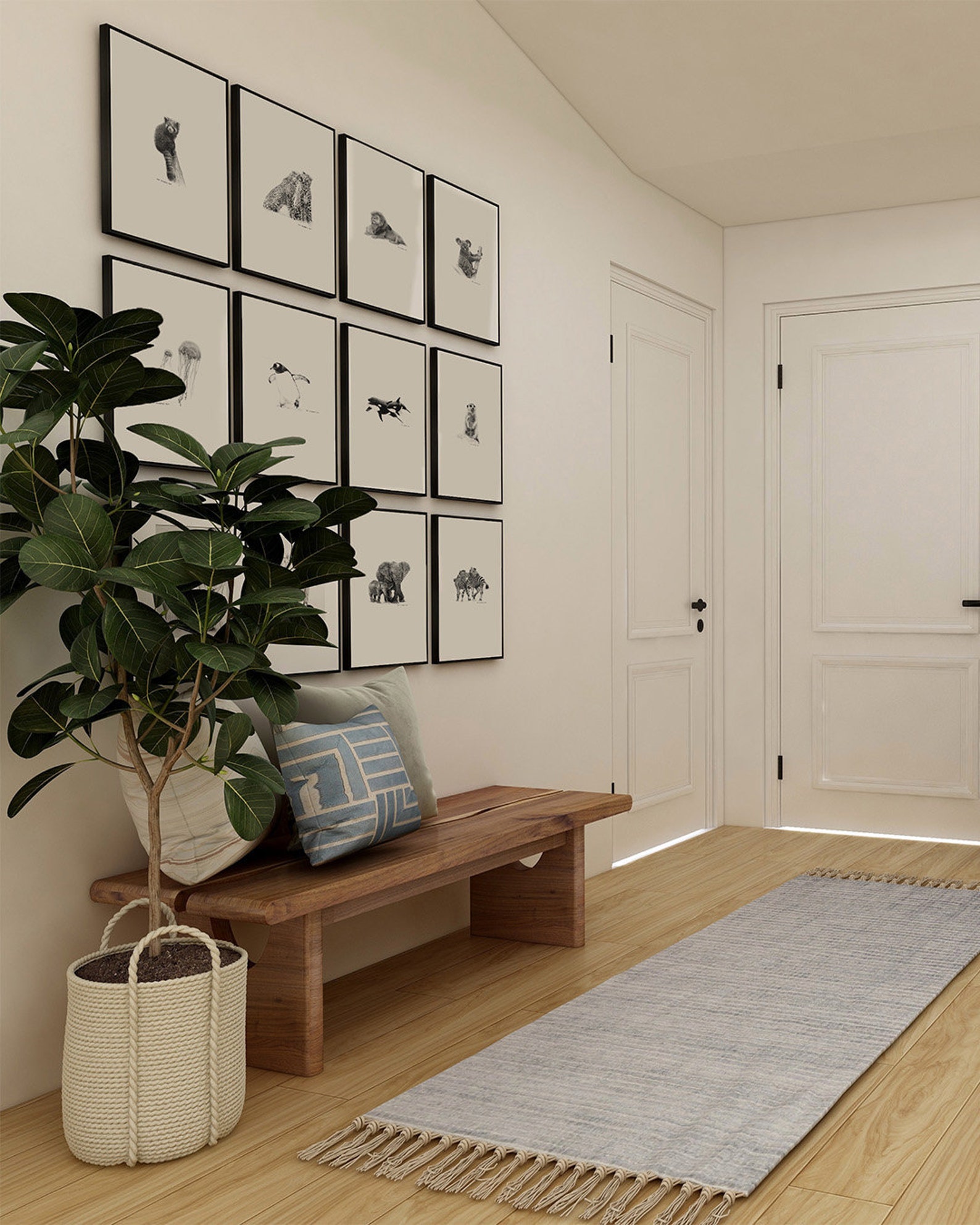 Elephant Pencil Drawing Wall Art | Minimalist Animal Wall Art Pencil ...