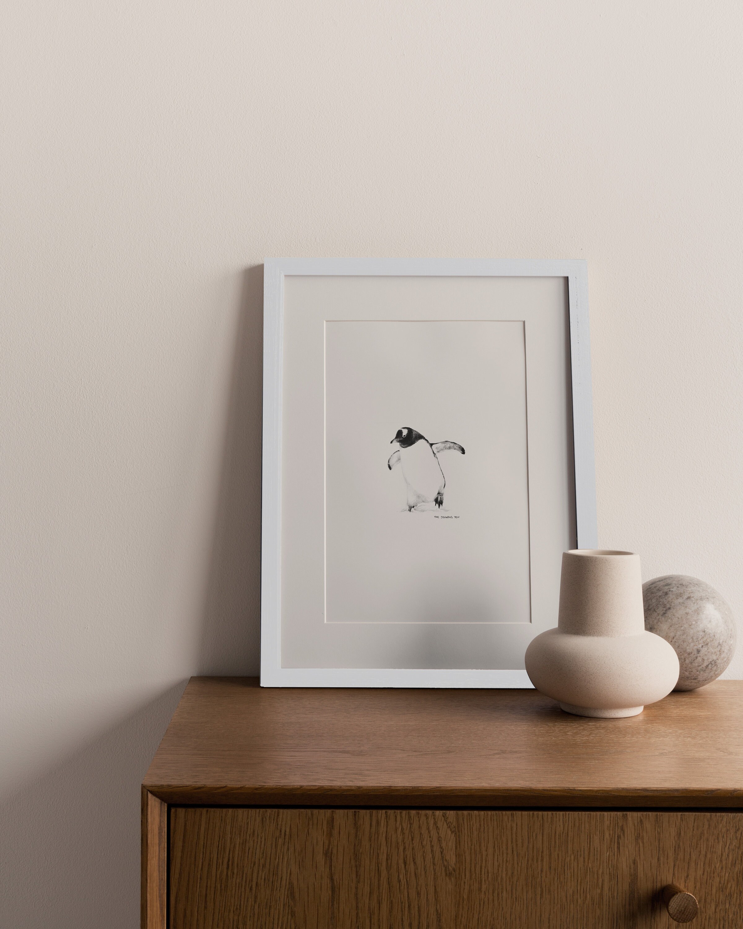 Penguin Pencil Drawing Wall Art | Minimalist Animal Wall Art Pencil ...