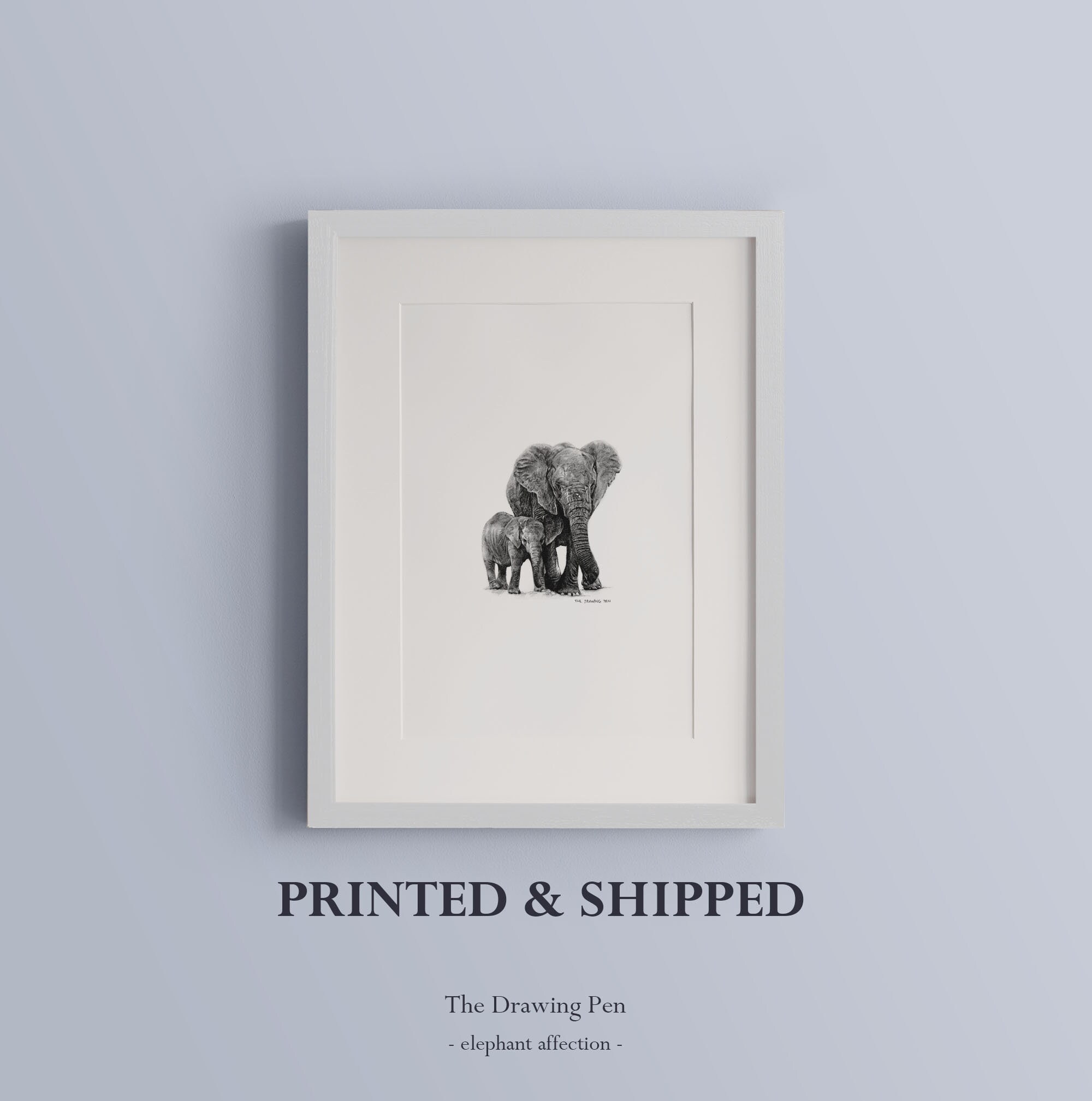 Elephant Pencil Drawing Wall Art | Minimalist Animal Wall Art Pencil ...