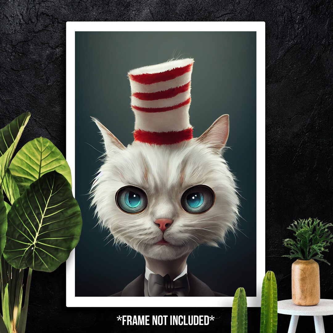 Clever Cat in His Clever Hat - Satin Posters (300/210gsm) Suess ...