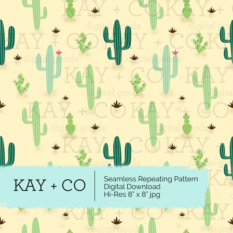 Cactus Seamless Repeating Pattern | Digital Download | Instant Download ...