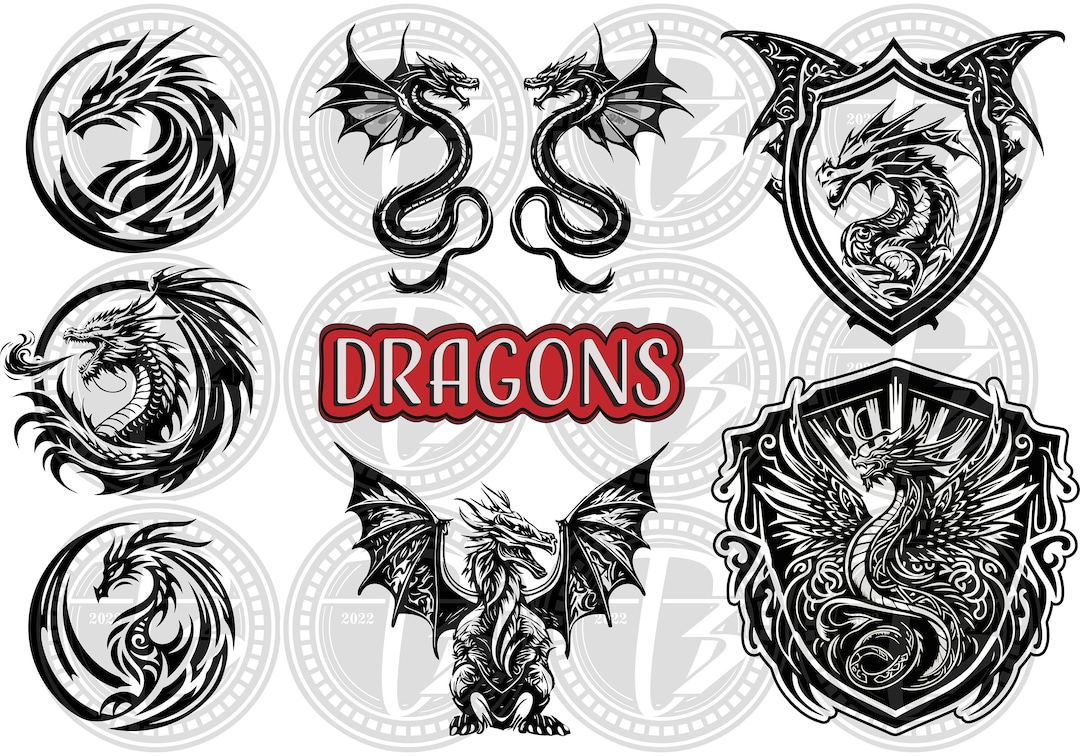 Dragon-themed Designs, for Tattoos, Decals, or Logos. There Are Several ...