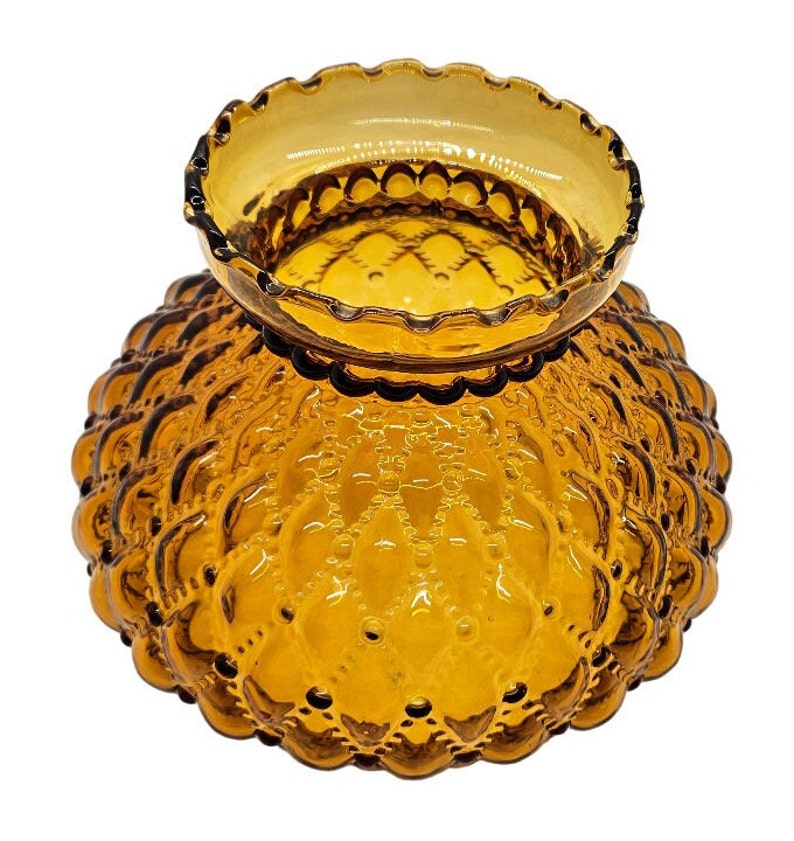 Vintage Amber Glass Lamp Shade Hurricane Quilted Etsy