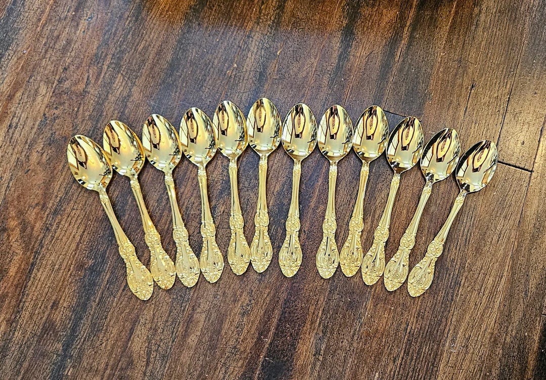 Gold 24 Karat Electroplate Flatware Silverware Vintage Teaspoons Japan ...