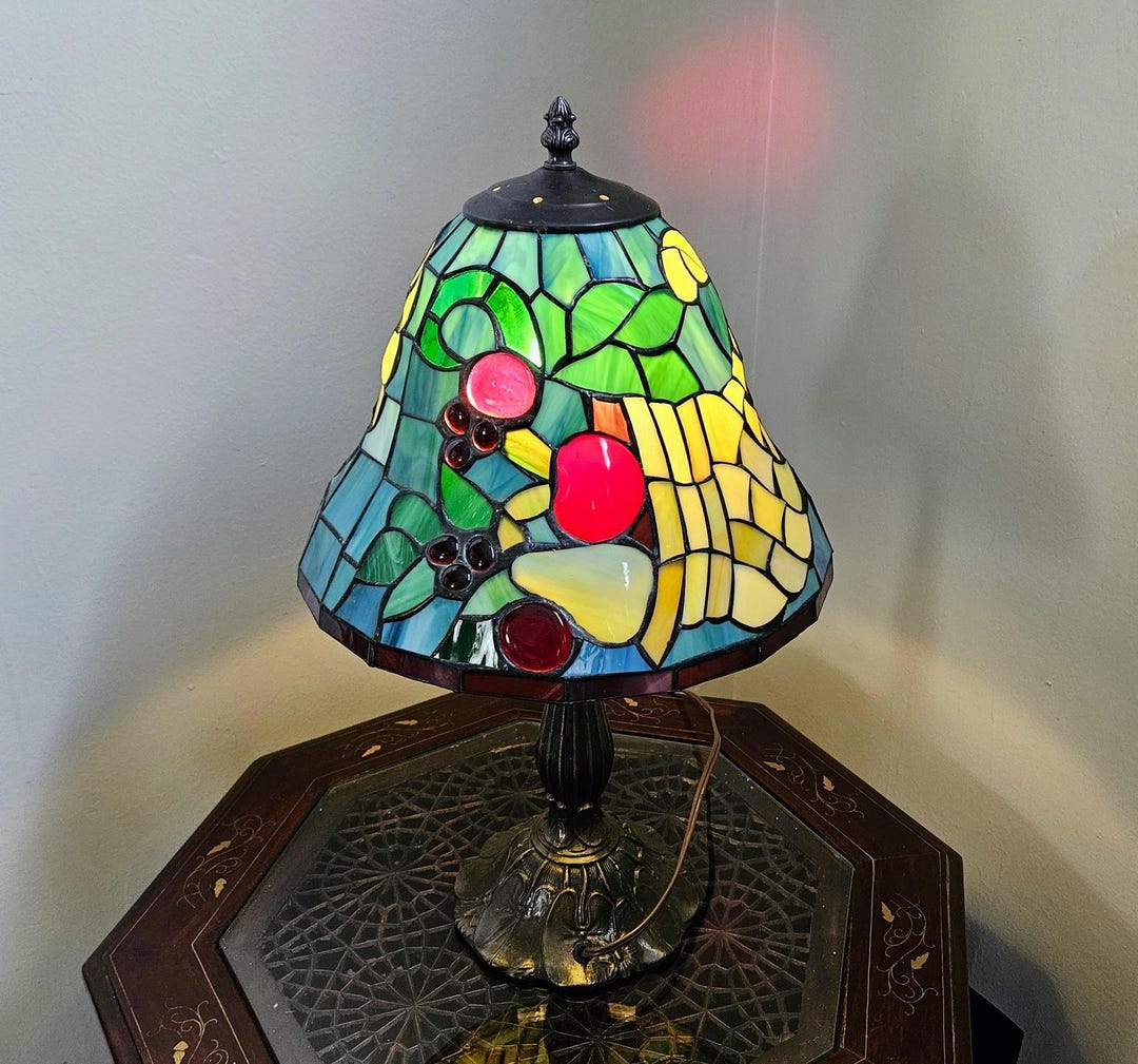Stained Glass Fruit Cornucopia Lamp, Tiffany Style Table Lamp - Etsy
