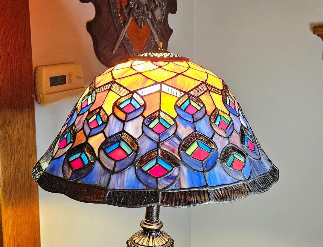 Dale Tiffany Stained Glass Peacock Lamp Shade *READ* - Etsy
