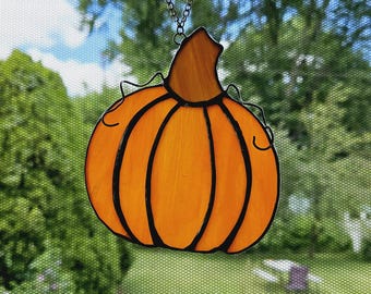 Stained Glass Pumpkin Suncatcher, Fall Suncatcher, Autumn Suncatcher ...