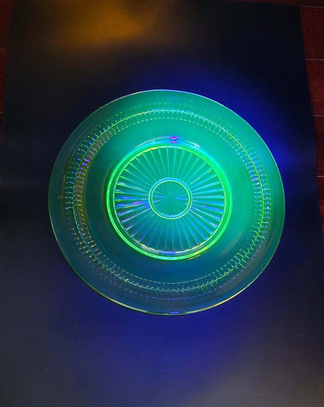 Vintage Uranium Green Vaseline Glass Cake Serving Plate - Etsy